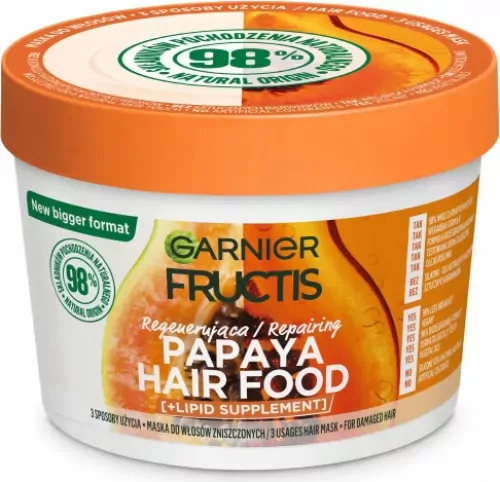GARNIER - FRUCTIS - PAPAYA HAIR FOOD MASK - Regenerating Mask for ...