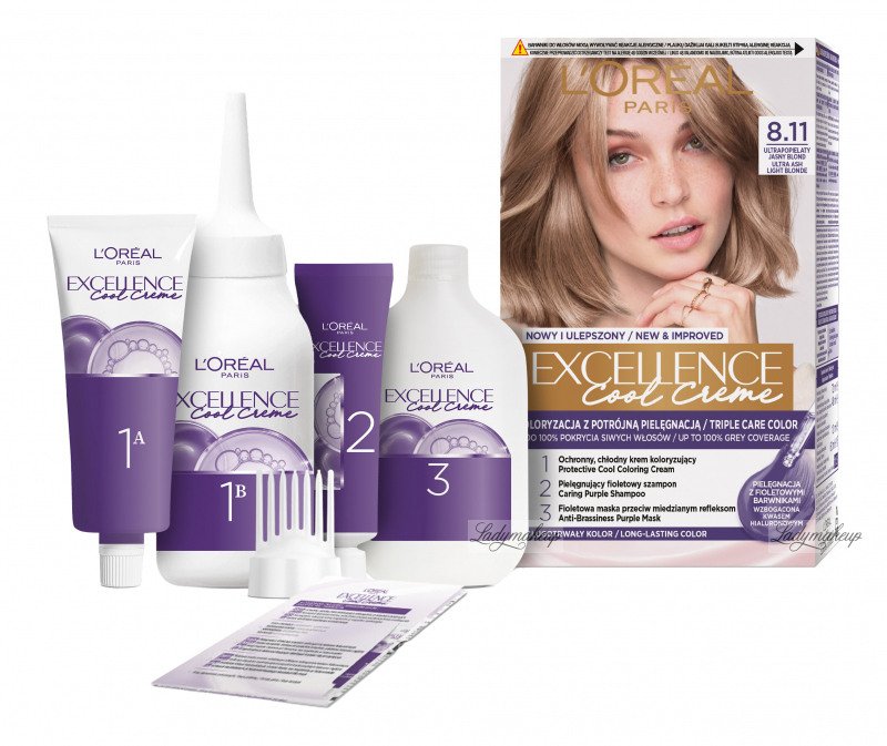 L'Oréal EXCELLENCE Cool Creme 8.11 Ultra Ash Light Blonde Creamy ...